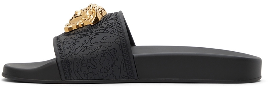 Versace Black & Gold Palazzo Pool Slides Versace