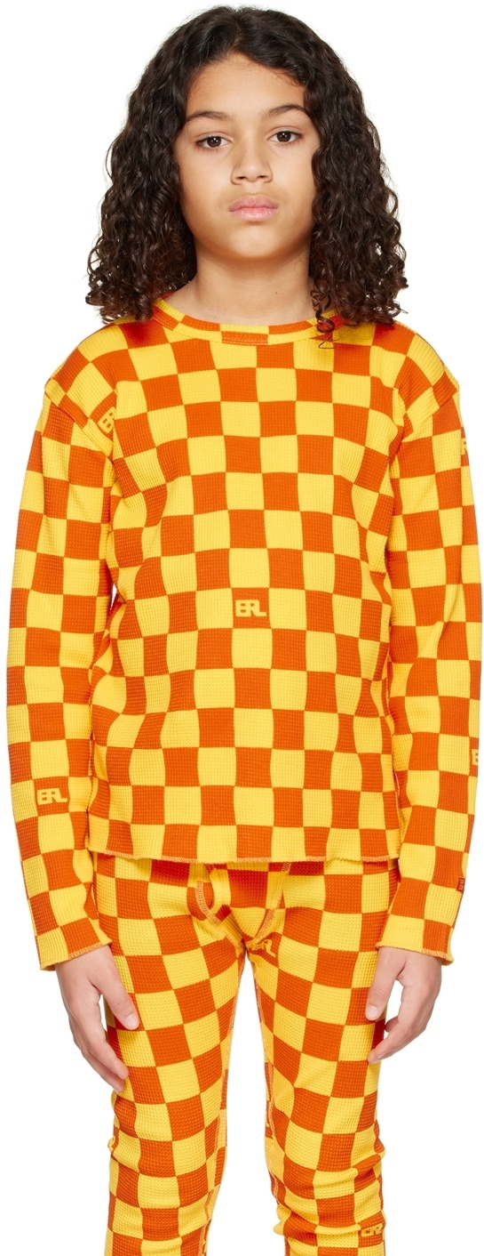 ERL Kids Orange Check Long Sleeve T-Shirt ERL