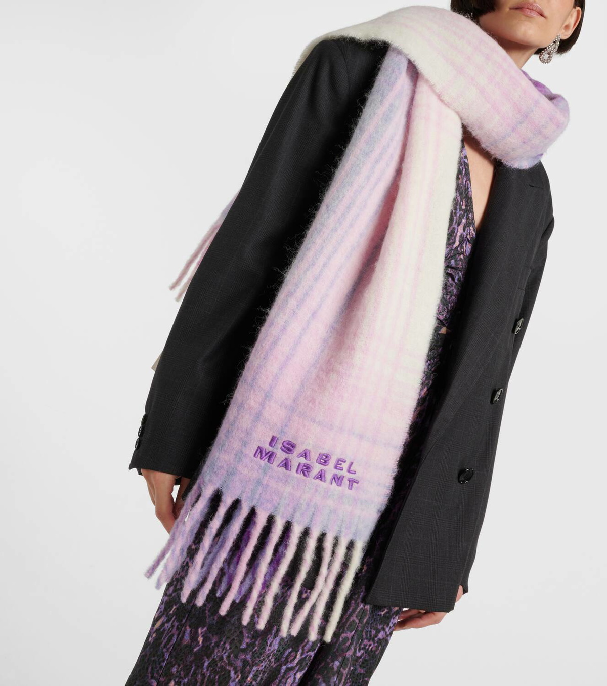Isabel Marant Firny checked wool-blend scarf Isabel Marant