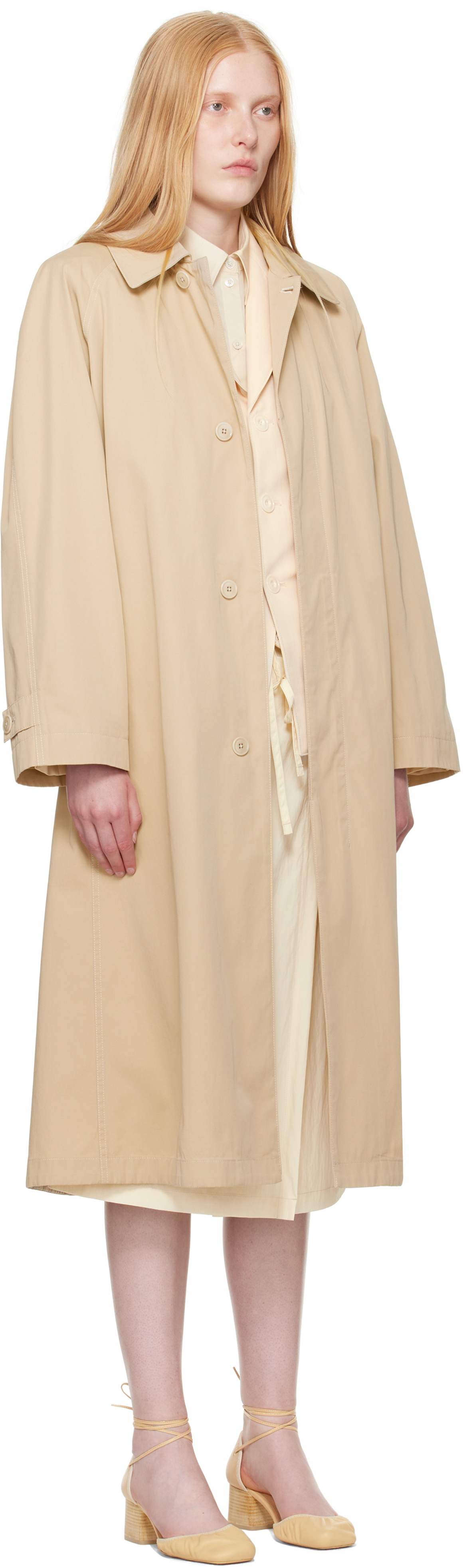 LEMAIRE Beige Compact Cotton Twill Overcoat Lemaire