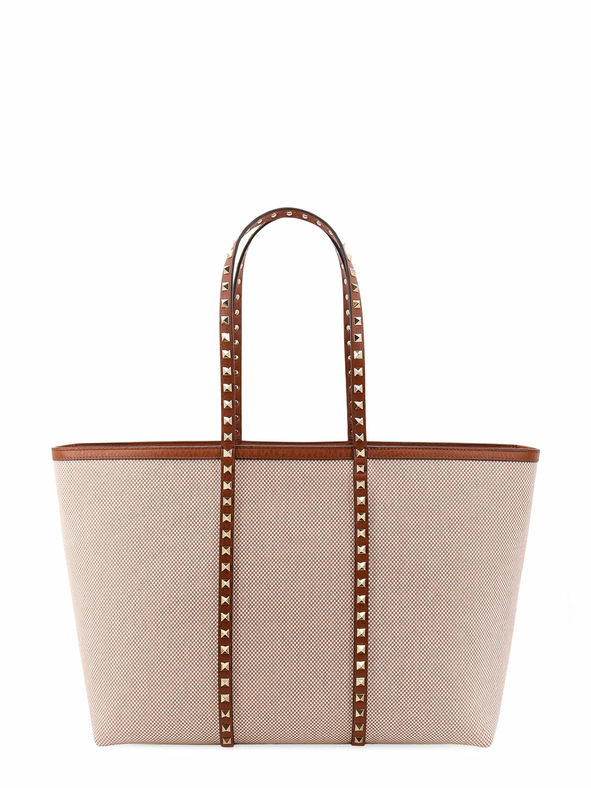 Valentino Garavani Canvas And Leather Shoulder Bag With Iconic Studs Valentino Garavani