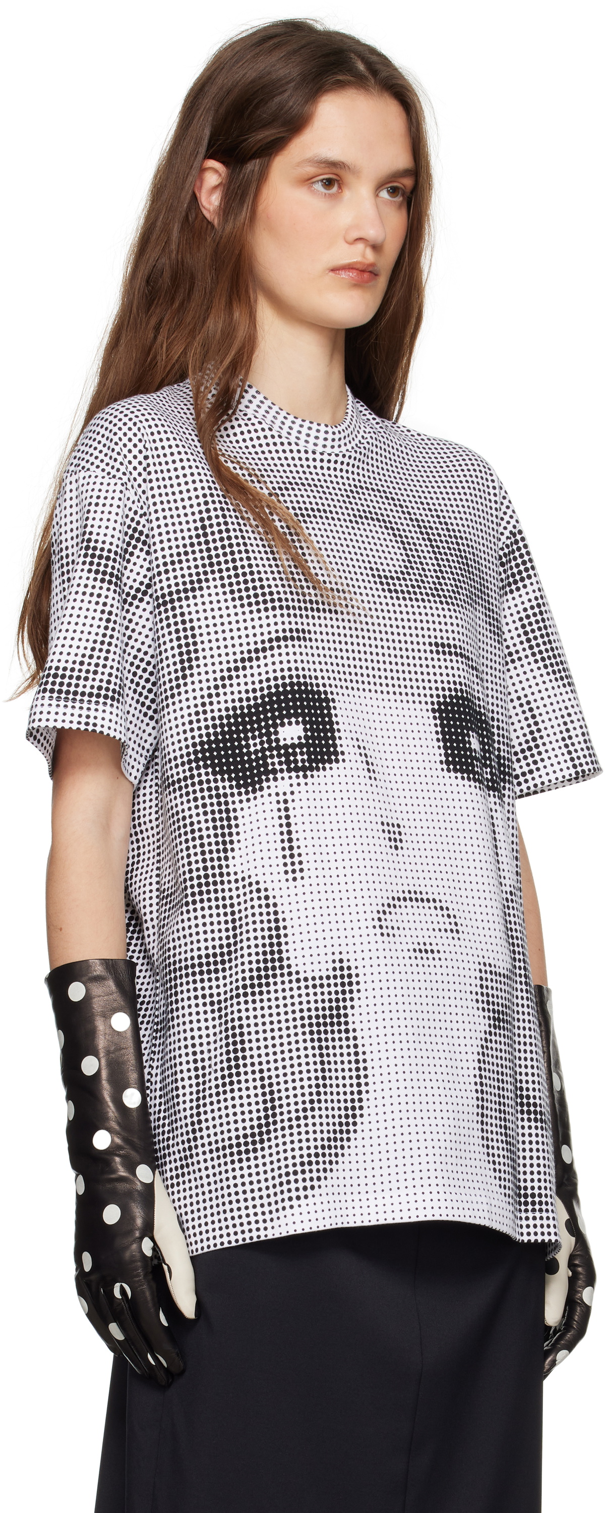 Pushbutton Black & White Pixel Crying Girl T-shirt Pushbutton
