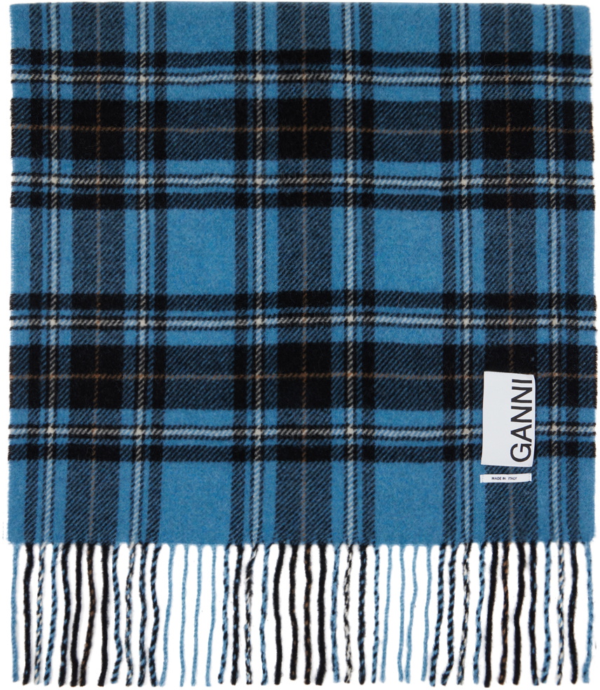 GANNI Blue Check Scarf GANNI