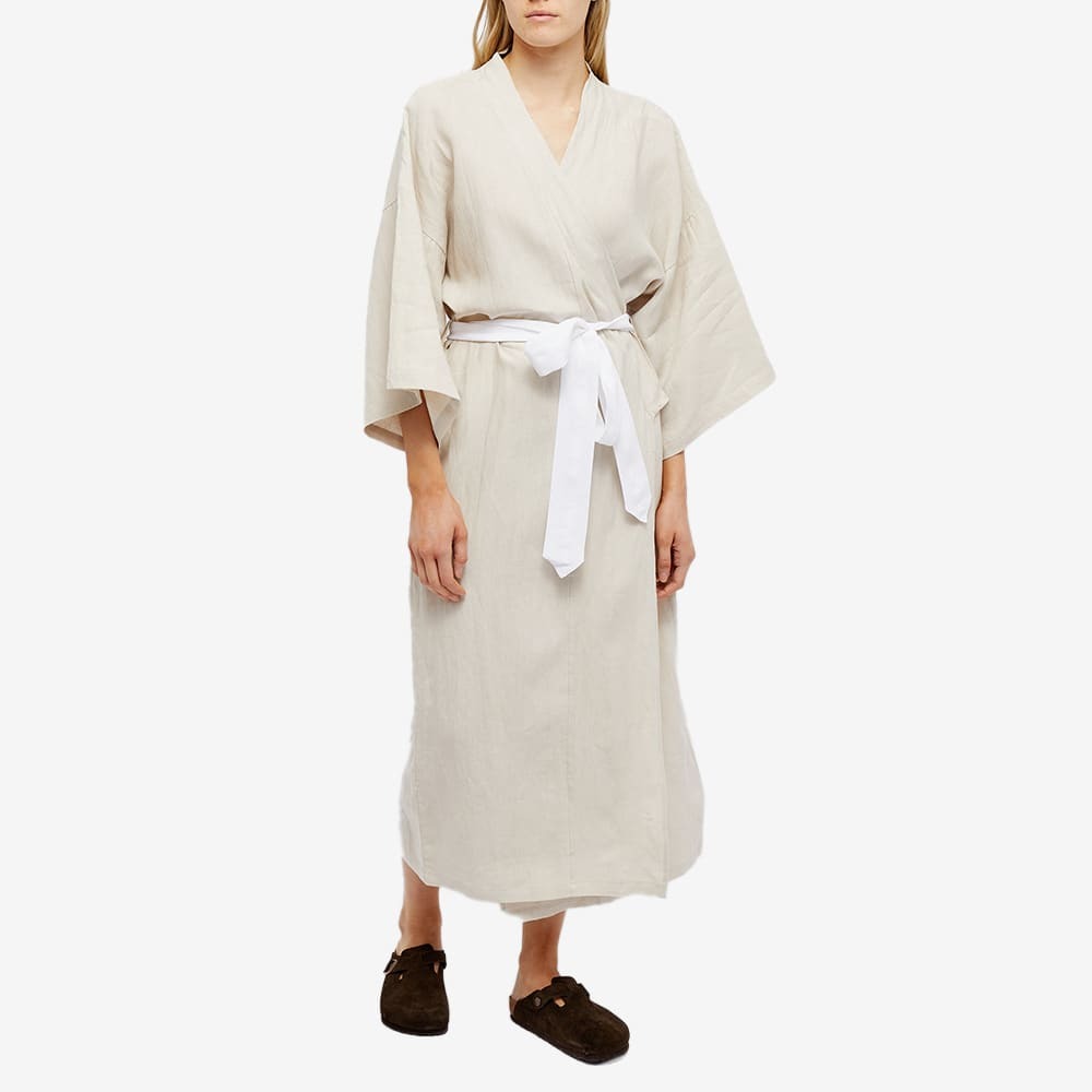 Deiji Studios Women's 02 Linen Robe in Oatmeal W White Tie Deiji Studios