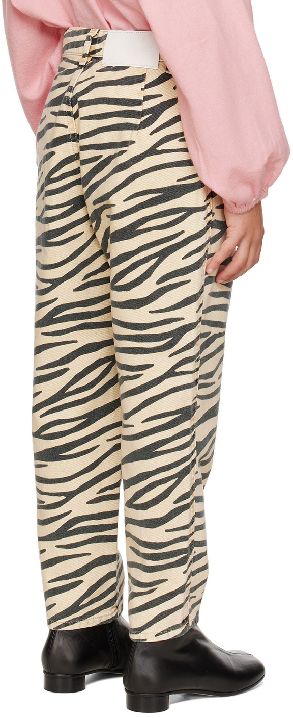 maed for mini Kids Black & Off-White Twiggy Tiger Loose Jeans