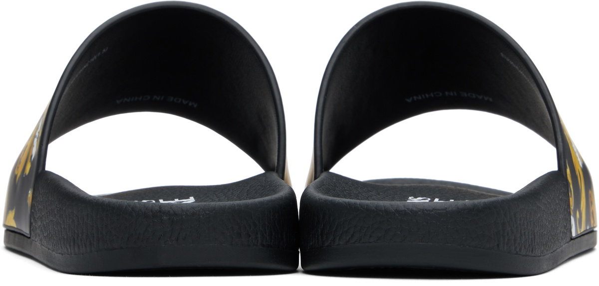 Versace Jeans Couture Black Outline Barocco Pool Slides Versace