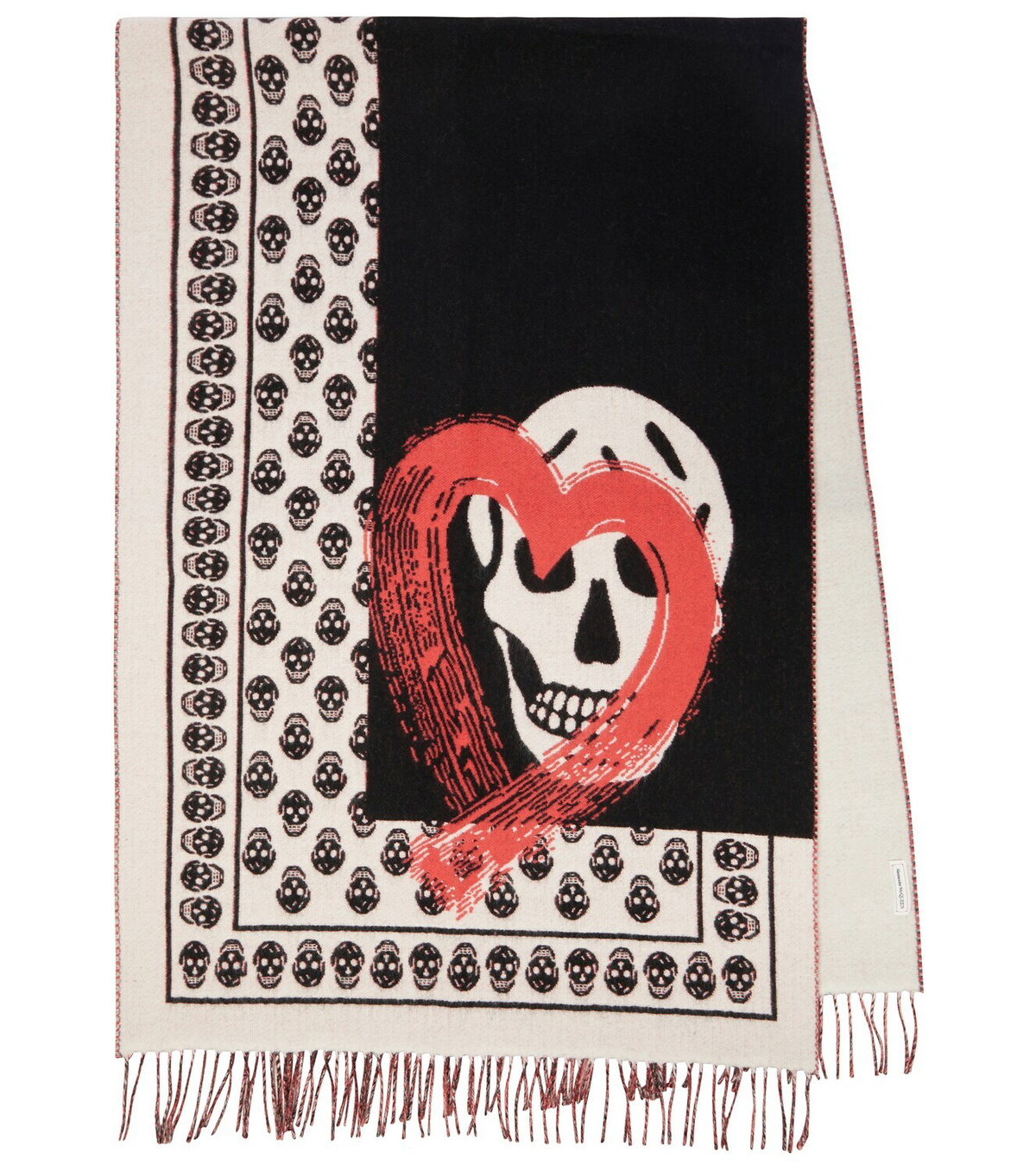 Alexander McQueen Skull jacquard fringed wool scarf Alexander McQueen