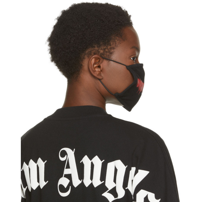 Palm Angels Black and Red Spray Logo Mask Palm Angels