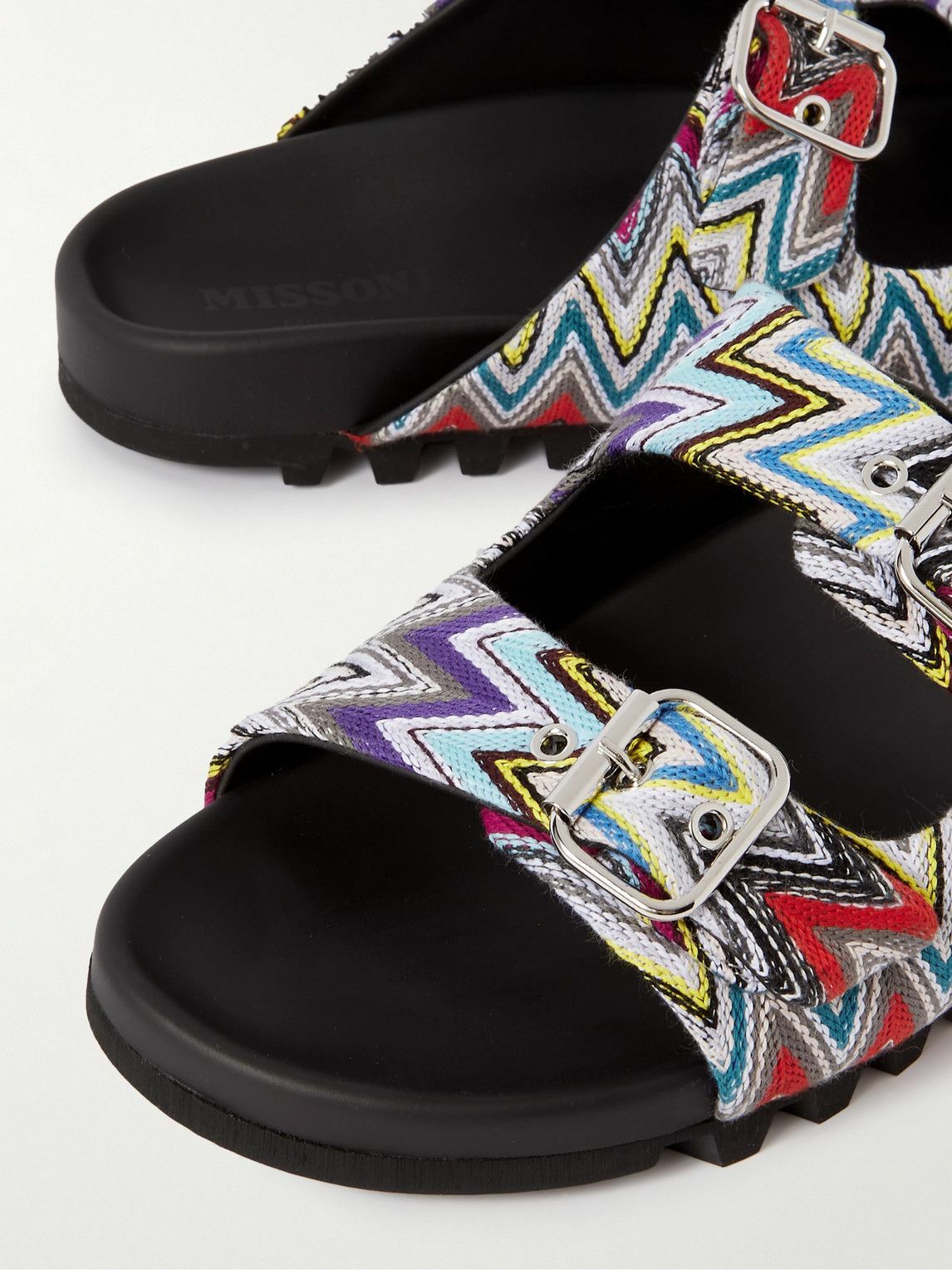 Missoni - Zigzag Cotton, Leather and Rubber Sandals - Multi Missoni Missoni - Zigzag Cotton, Leather and Rubber Sandals - Multi Missoni