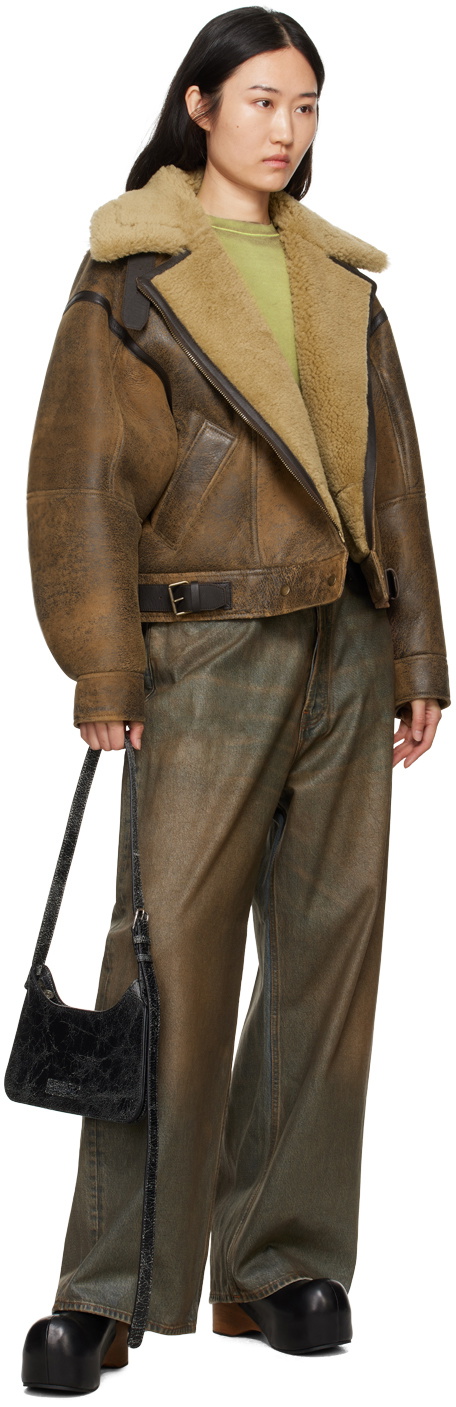 Acne Studios Brown Shearling Leather Jacket Acne Studios