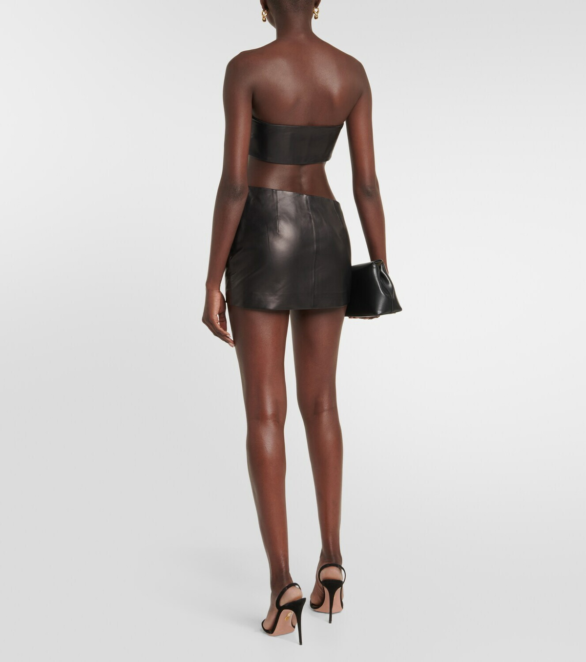 Mônot Asymmetric leather miniskirt Monot