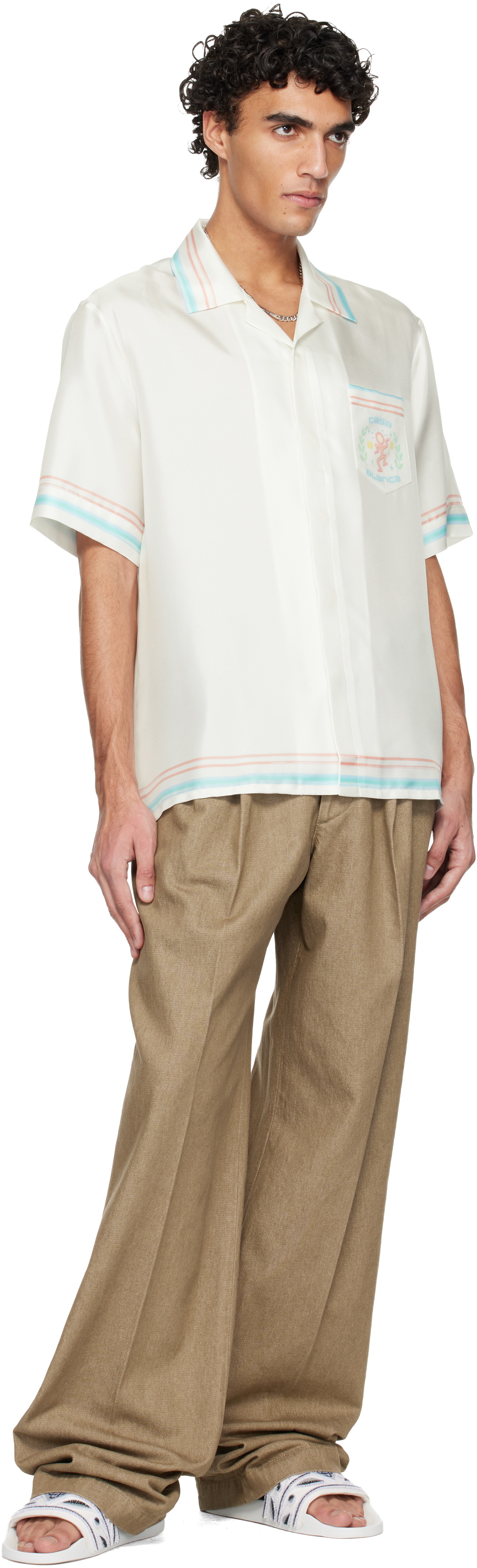 Casablanca White Flocked Pool Slides Casablanca