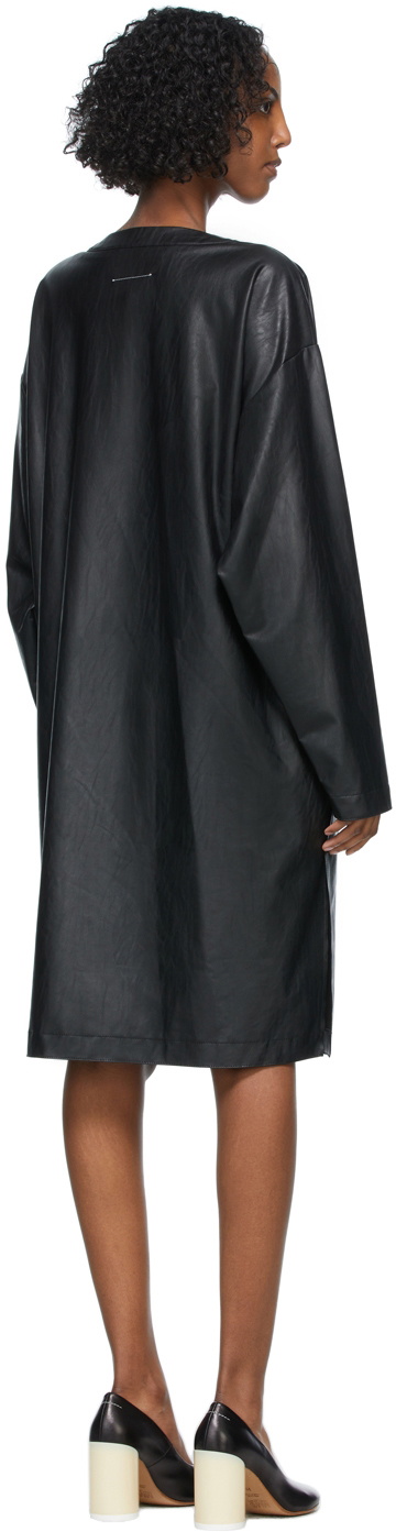 MM6 Maison Margiela Black Faux-Leather Underarm Hole Dress MM6 Maison ...
