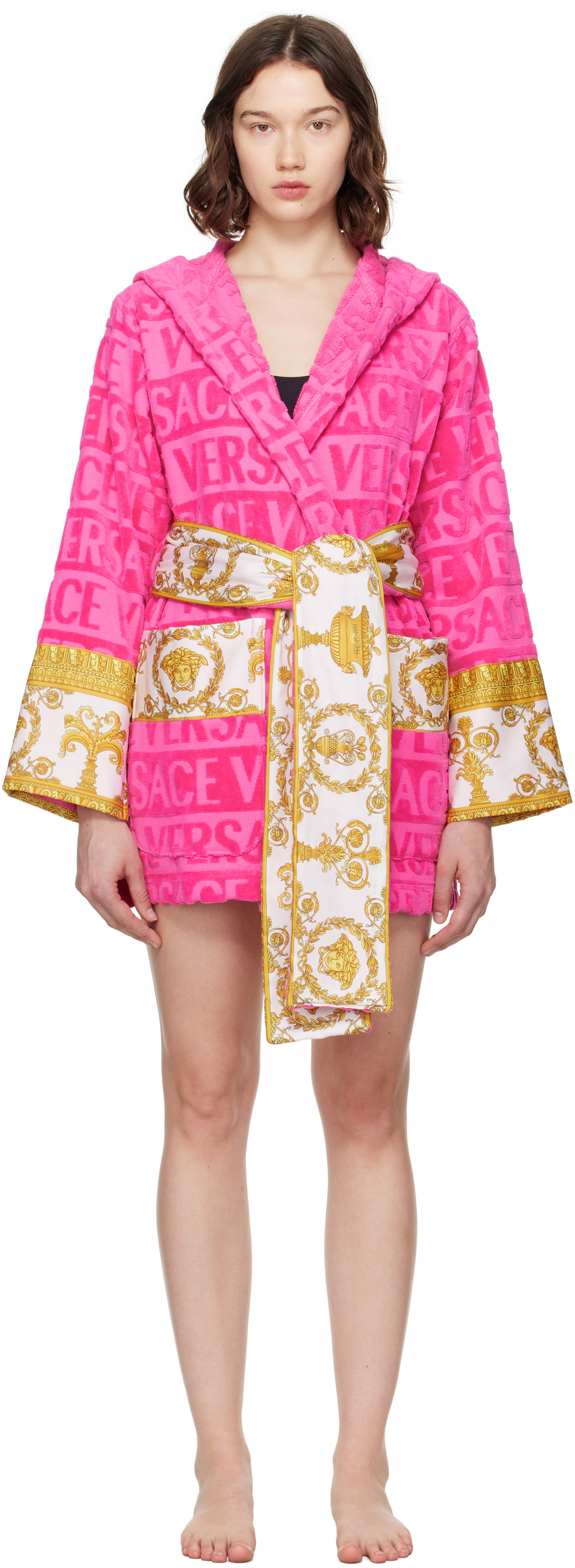 Versace Pink 'I Heart Baroque' Short Bathrobe Versace