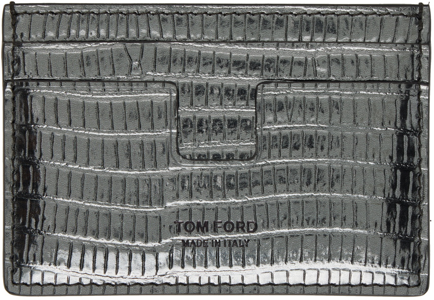 TOM FORD Silver Leather Card Holder TOM FORD