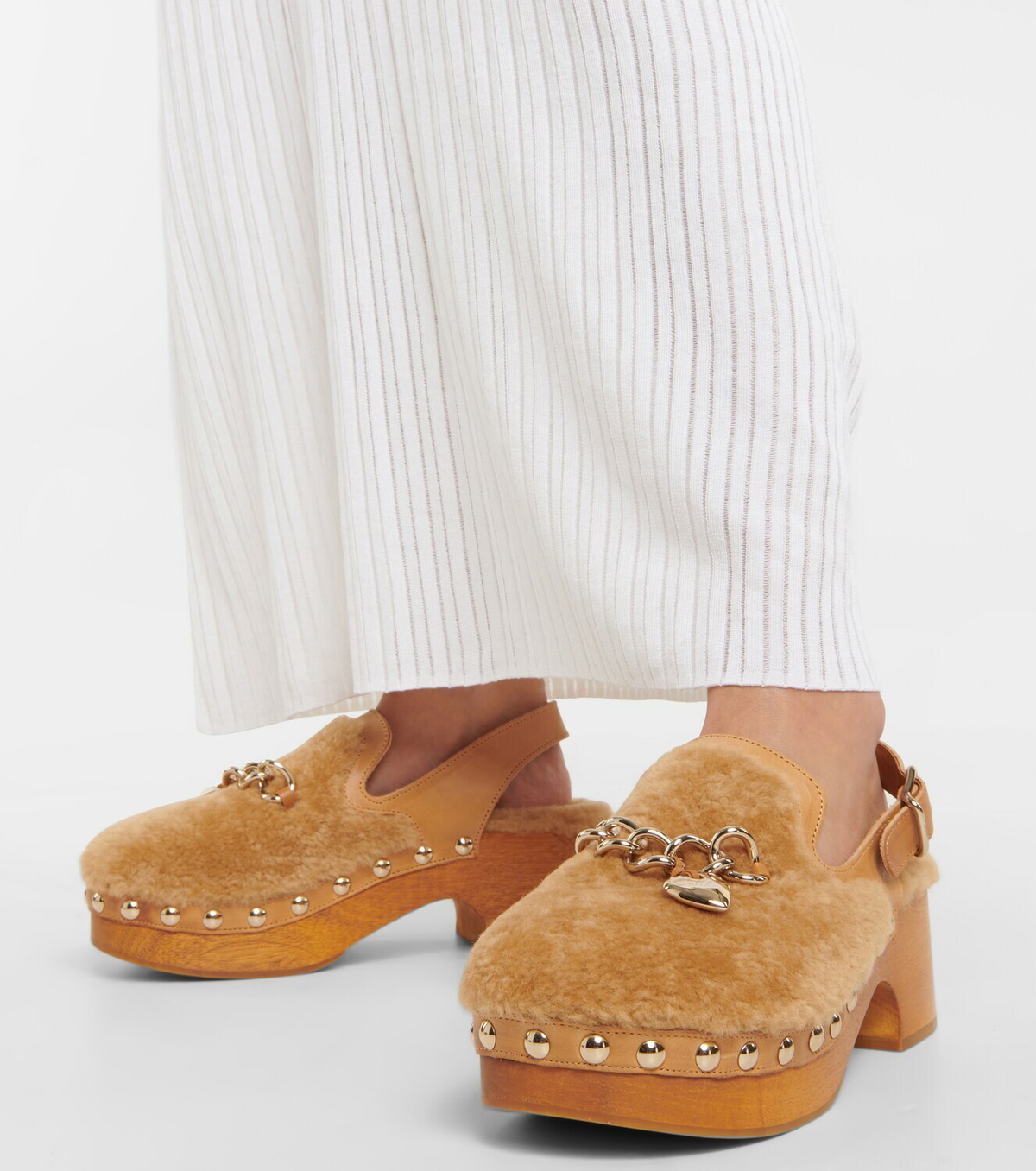 Chloe - Ninna shearling and leather clogs Chloe
