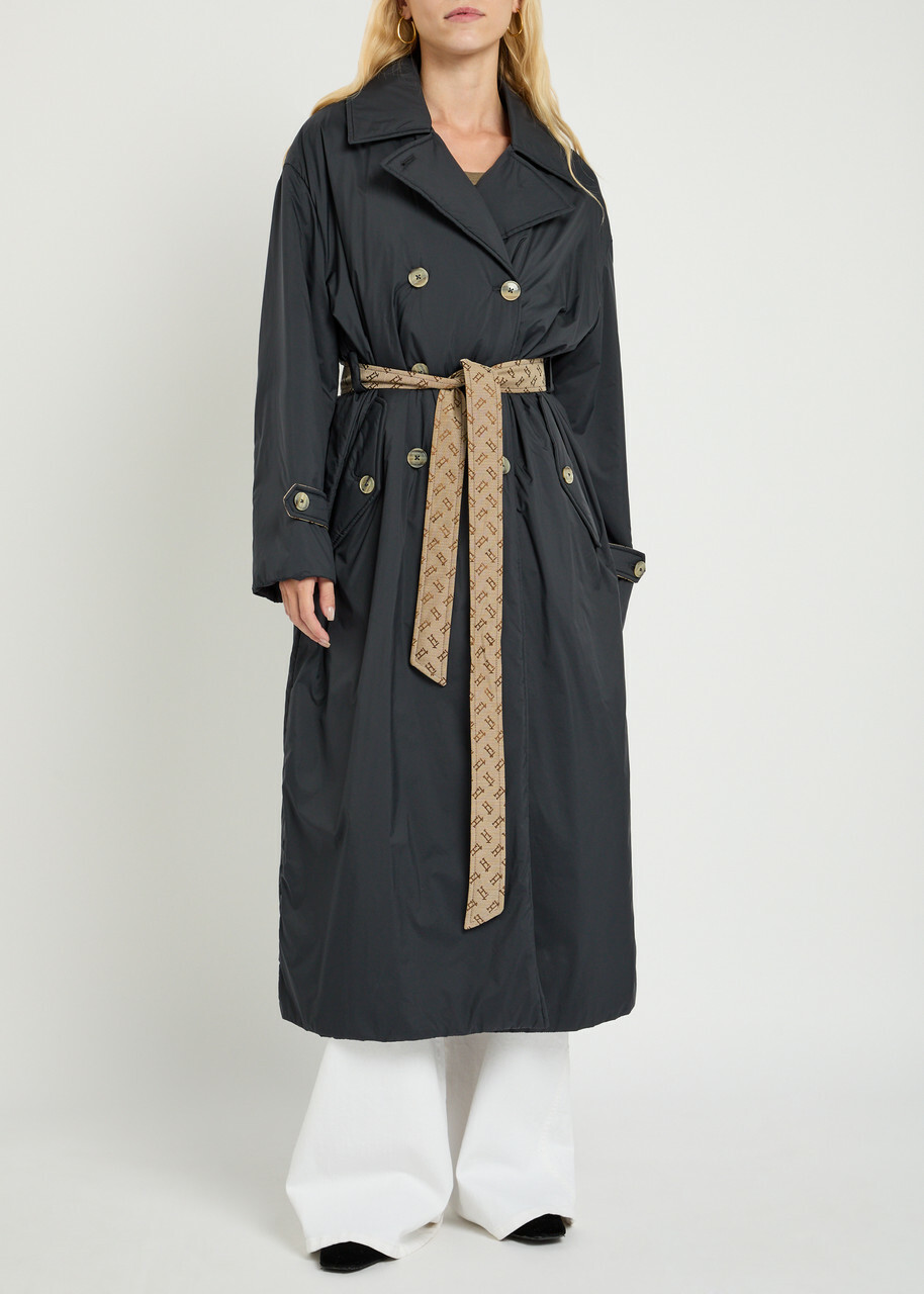Herno Quilted Shell Trench Coat Navy Herno