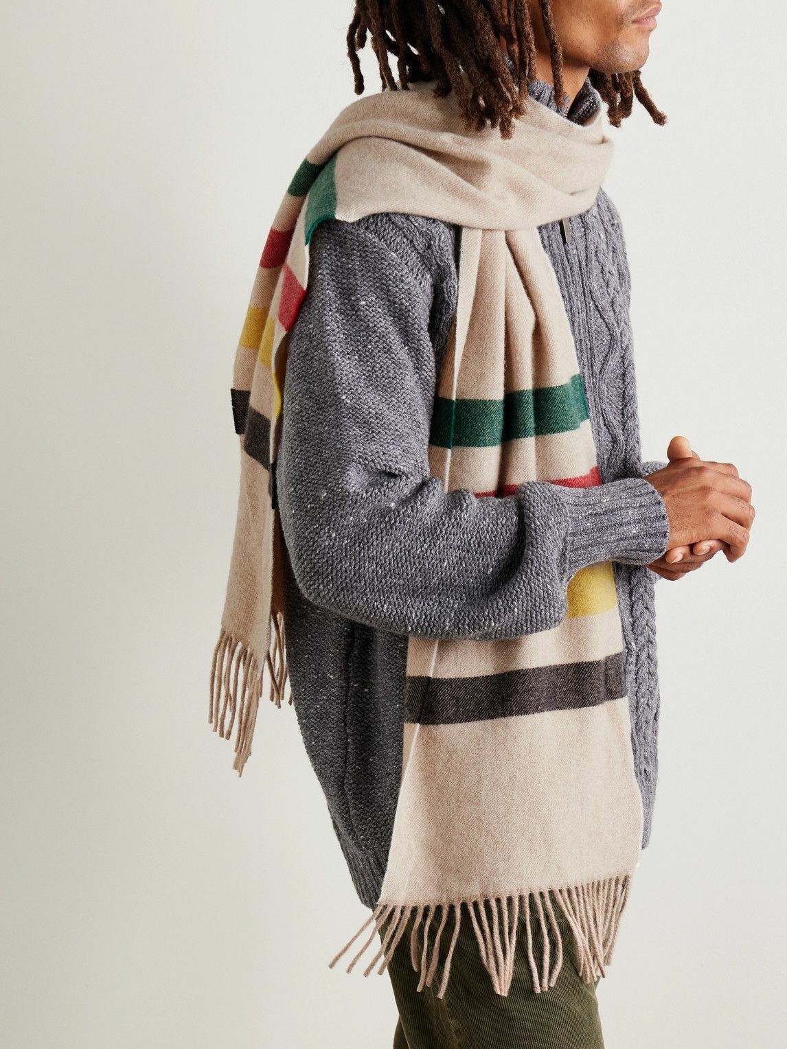Pendleton - Glacier Fringed Striped Wool Scarf Pendleton