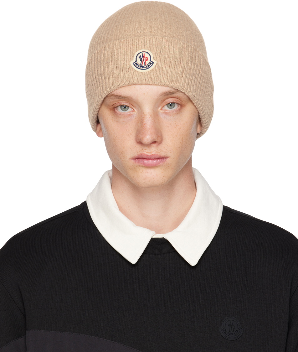Moncler Beige Rolled Brim Beanie Moncler