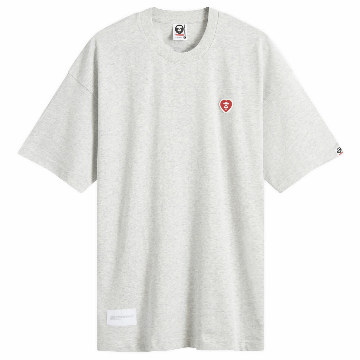 Men's AAPE Heart Logo T-Shirt in Heather White AAPE by A Bathing Ape