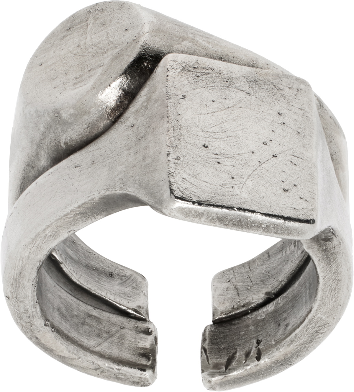 Title of Work Silver Double Stacked Large Signet Ring