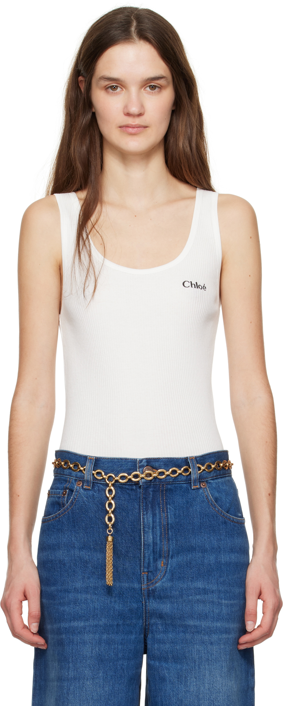 Chloé White Logo Tank Top Chloe