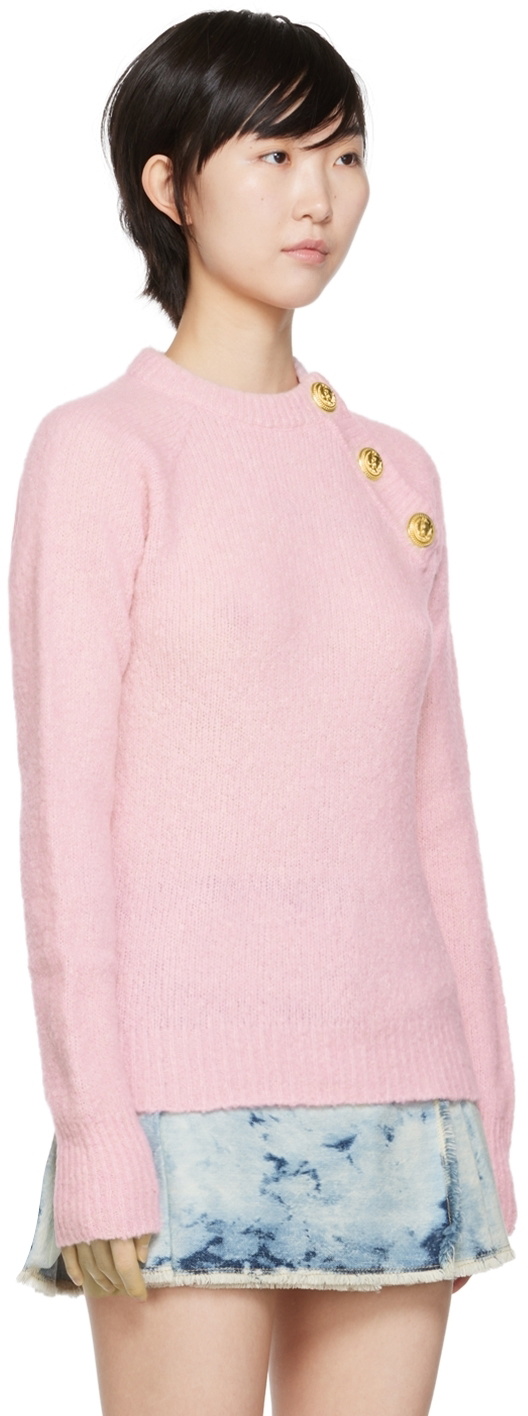 Balmain Pink Ribbed Sweater Balmain