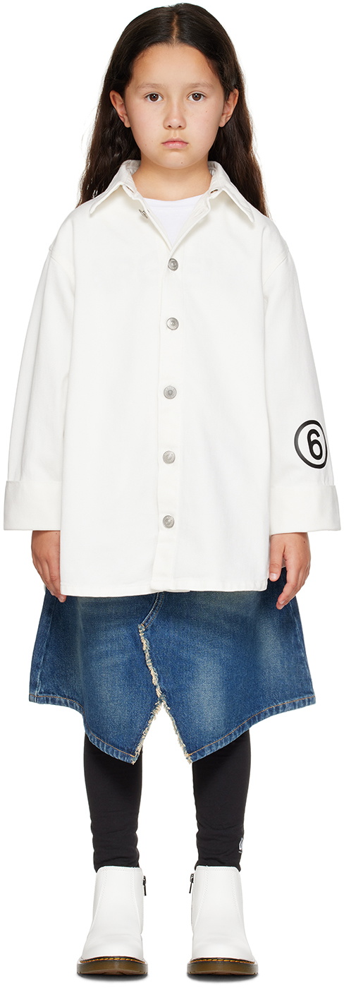 MM6 Maison Margiela Kids White Printed Denim Shirt MM6 Maison Margiela