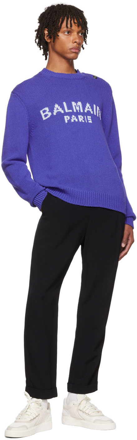 Balmain Blue Cotton Sweater Balmain