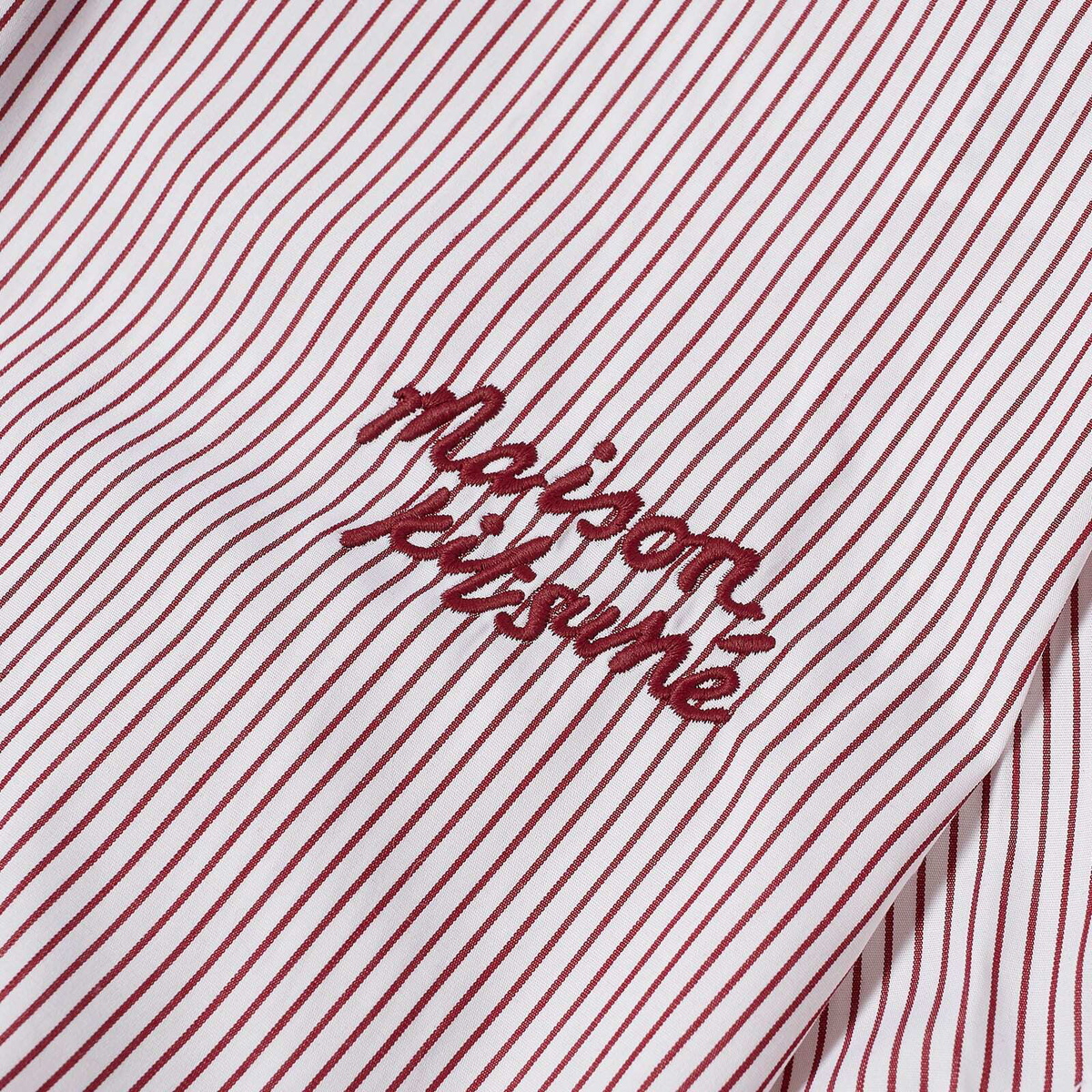 Maison Kitsuné Men's Handwriting Logo Classic Stripe Shirt in White/Red ...