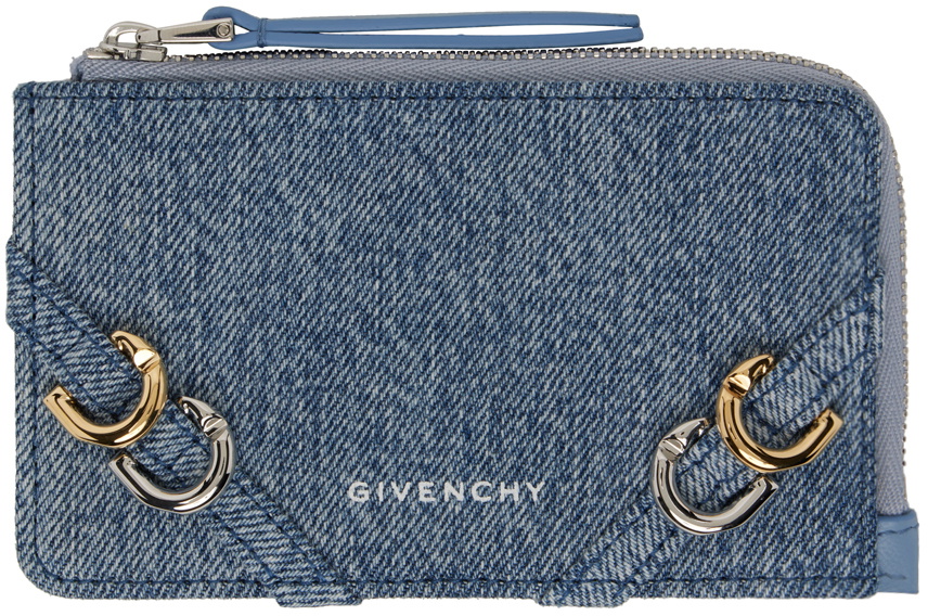 Givenchy Blue Voyou Zipped Denim Card Holder Givenchy