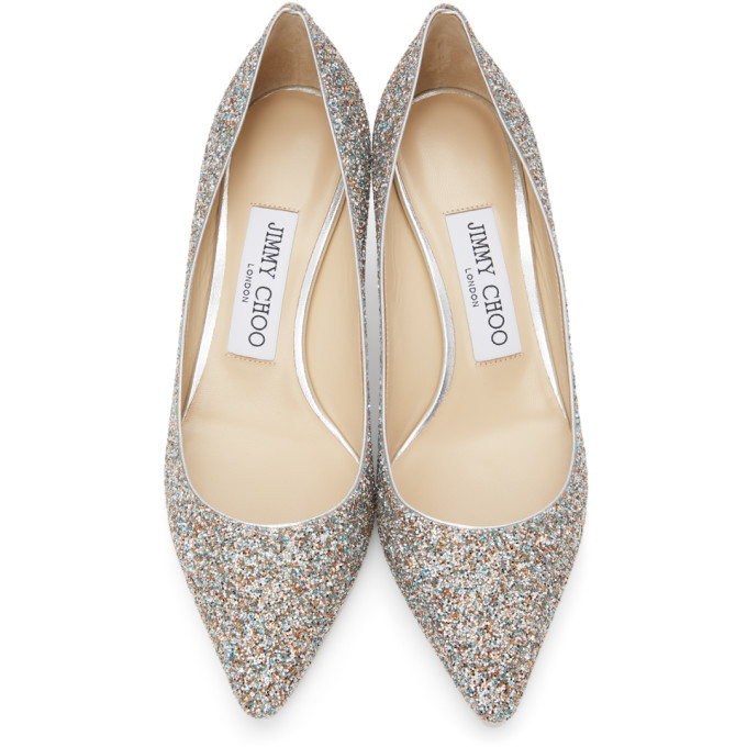 Jimmy Choo Silver Glitter Romy 60 Heels Jimmy Choo