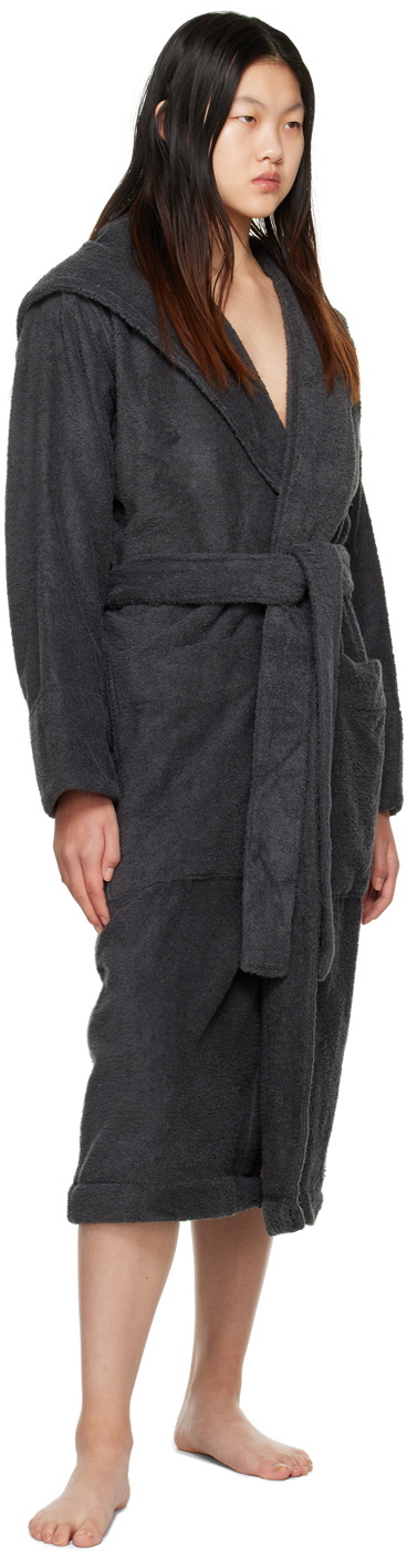 Tekla Black Oversized Hooded Bathrobe Tekla Fabrics