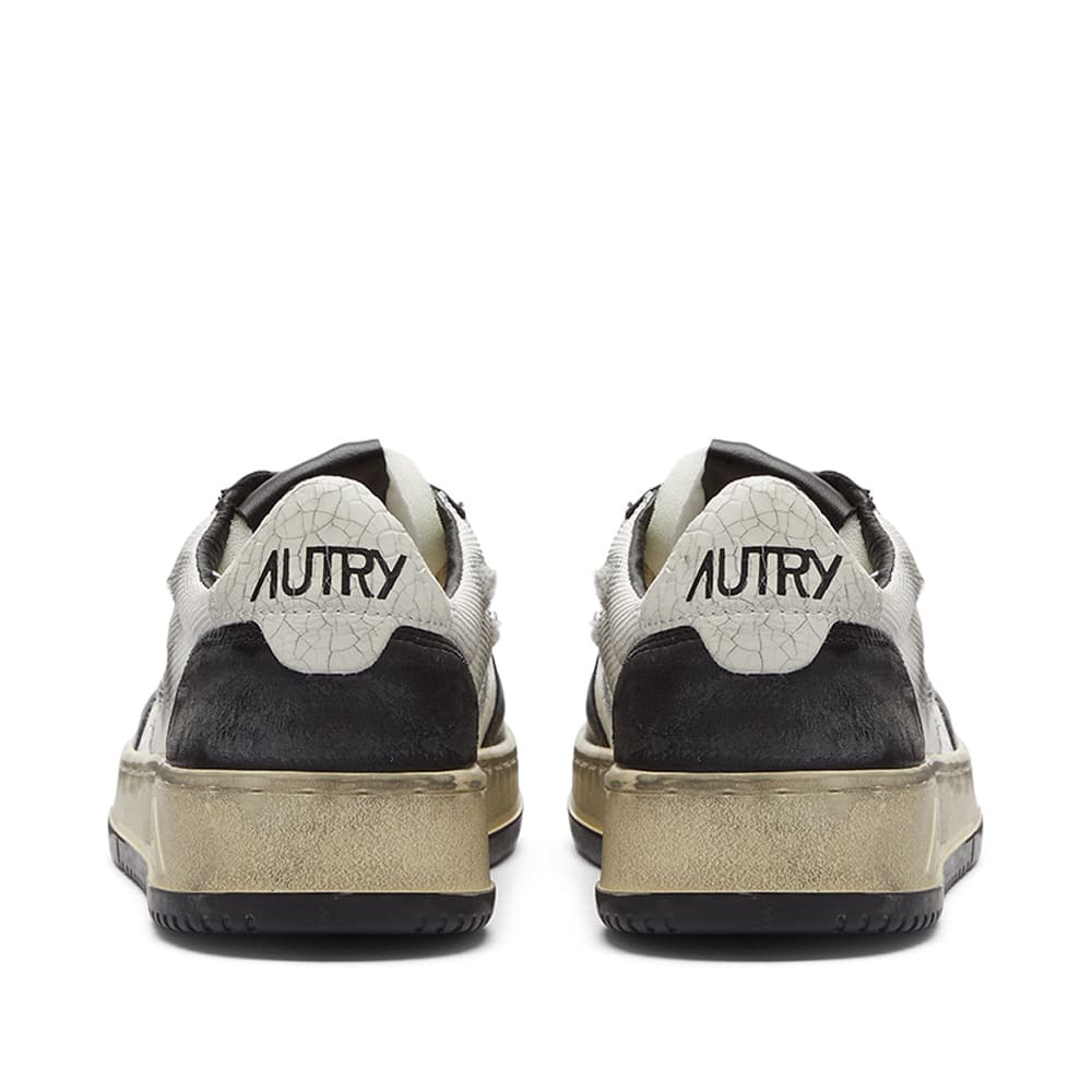 Autry Men's Mesh & Suede Super Vintage Low Sneakers in White/Silver Autry