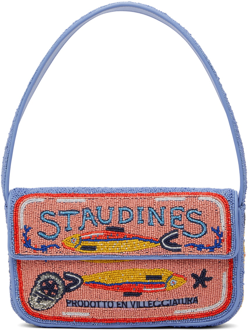 Staud Blue & Pink Tommy Beaded Bag Staud