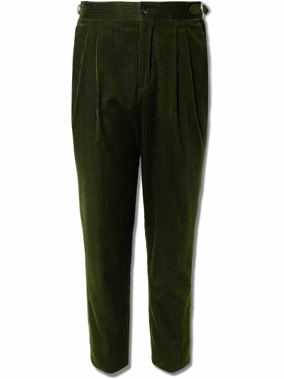Mr P. - Slim-Fit Straight-Leg Cotton and Cashmere-Blend Corduroy Tuxedo Trousers - Green Mr P.