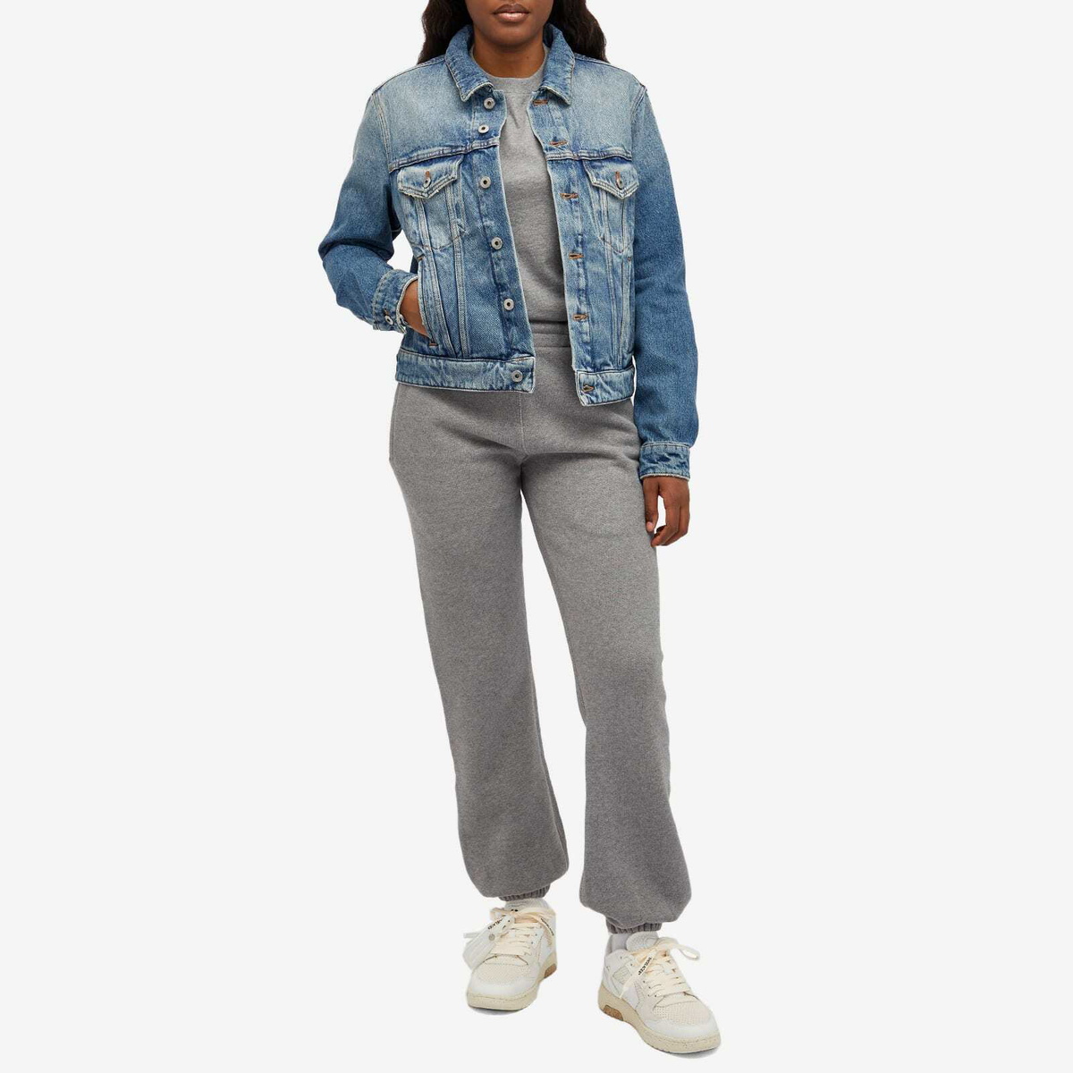 Off-White Women's Strap Detail Denim Jacket in Blue Off-White