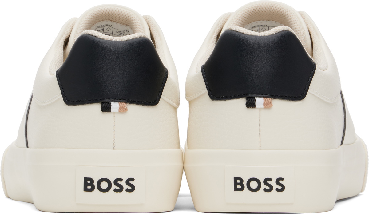 BOSS Off-White Faux-Leather Sneakers BOSS