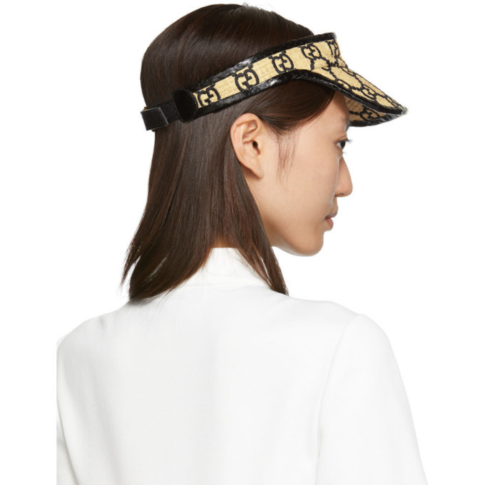 Gucci Black Snakeskin GG Visor Gucci