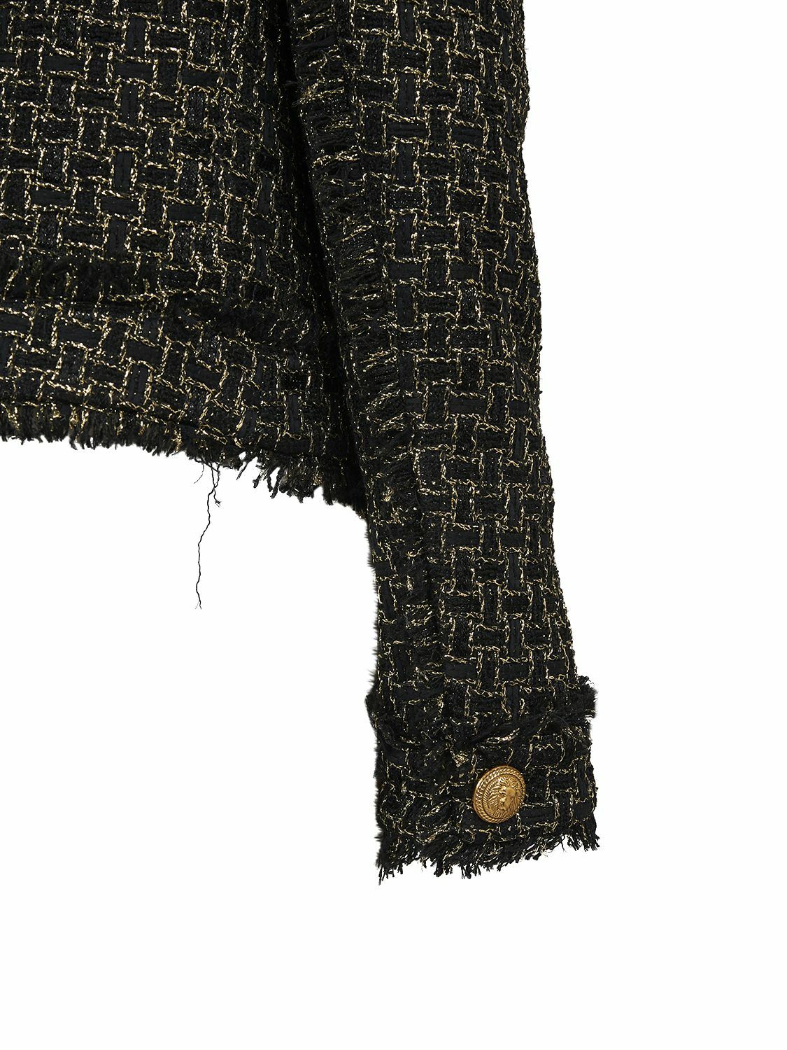 BALMAIN - Lurex Tweed Collarless Jacket Balmain