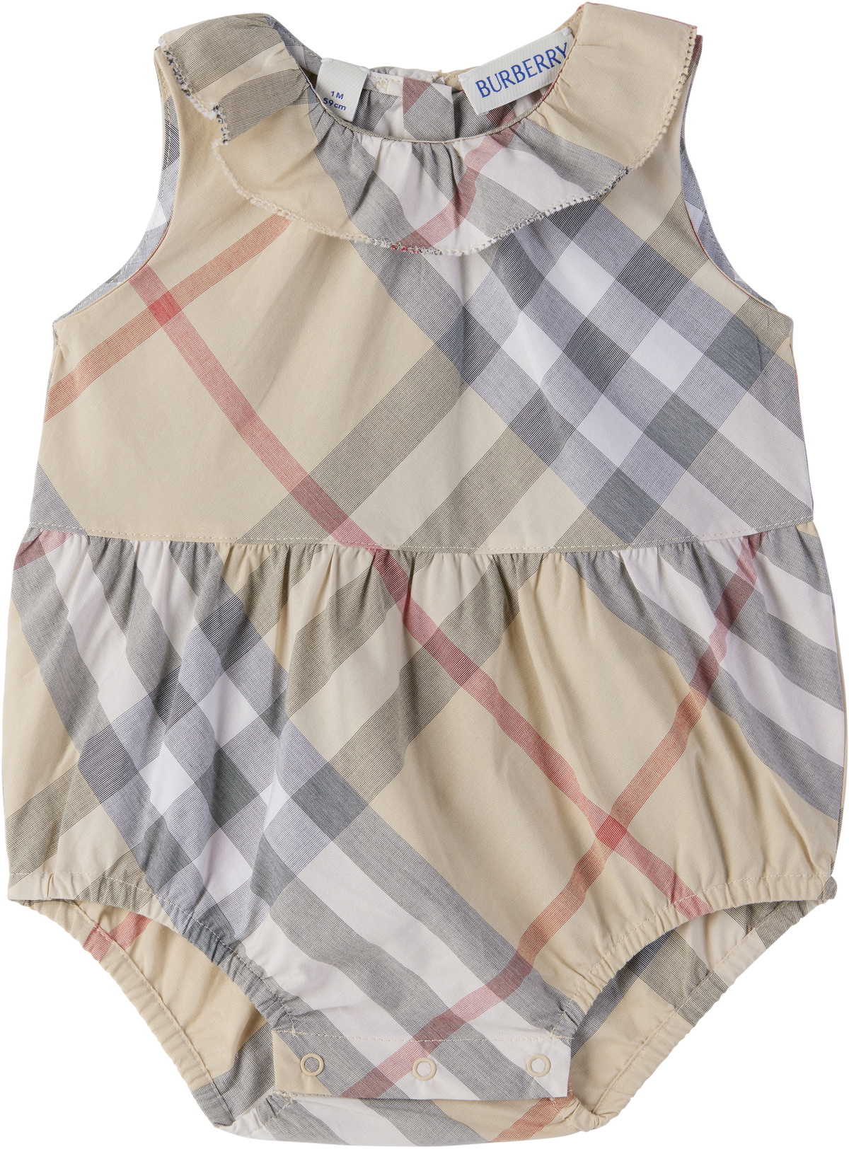 Burberry Baby Beige Check Cotton Bodysuit Burberry