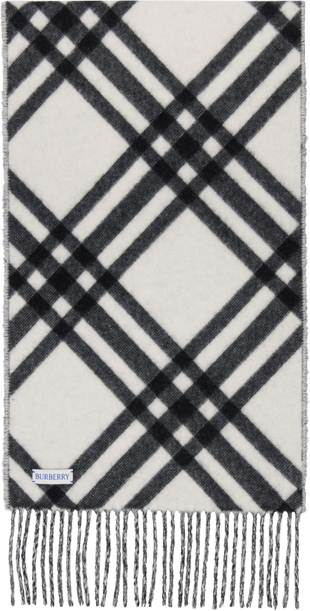 Burberry Black & White Check Cashmere Scarf Burberry