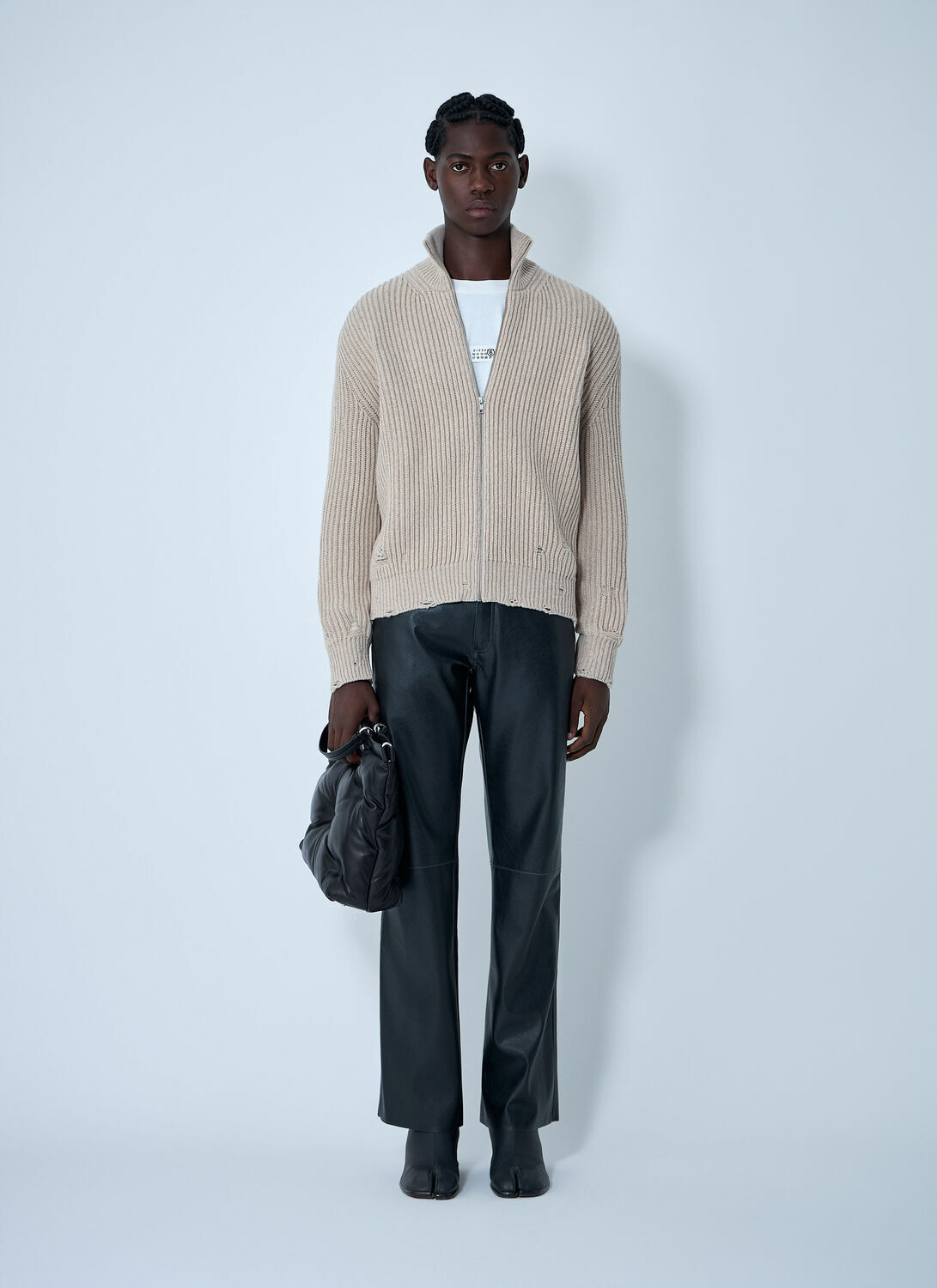 MM6 Maison Margiela Distressed Zip-Up Cardigan MM6 Maison Margiela