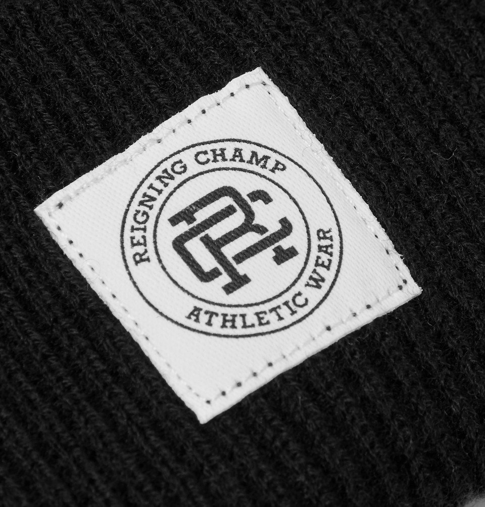 Reigning Champ - Logo-Appliquéd Ribbed Wool Beanie - Black Reigning Champ