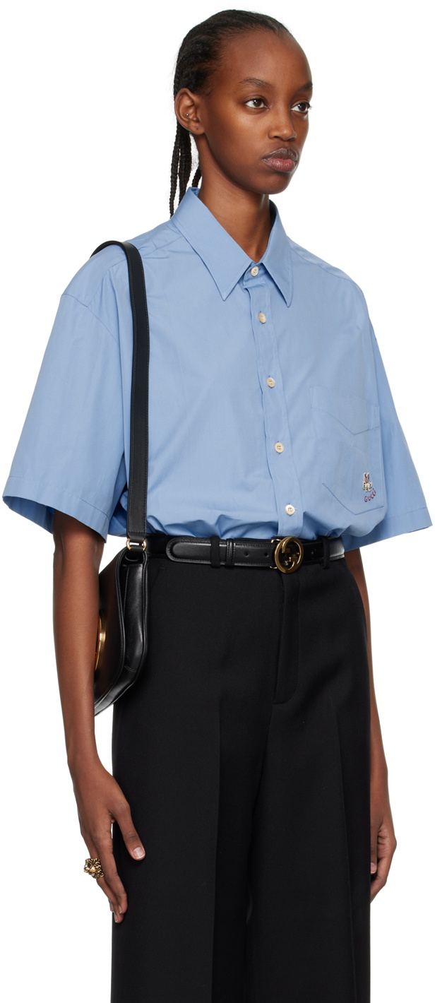 Gucci Blue Embroidered Shirt Gucci