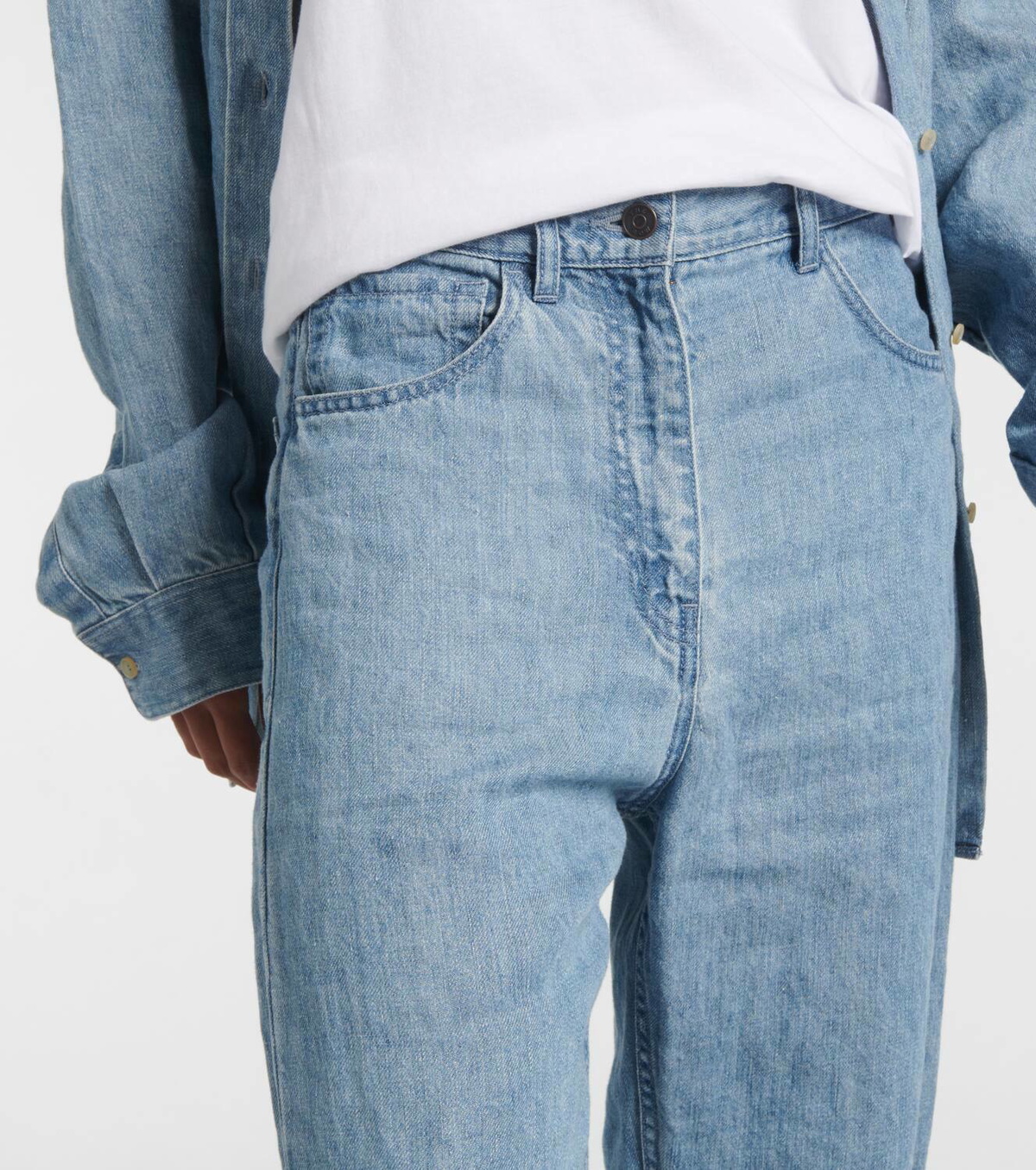 The Row Tarley mid-rise linen wide-leg jeans The Row
