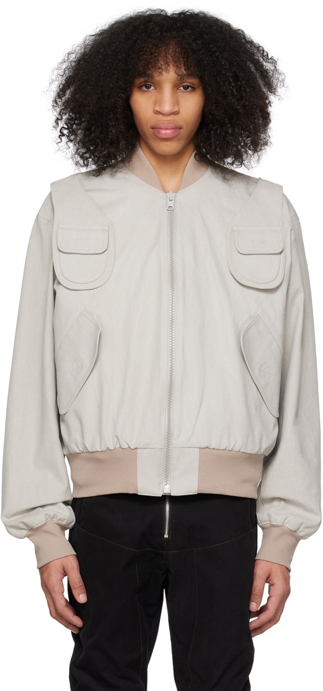 PM Projects SSENSE Exclusive Gray Bomber Jacket
