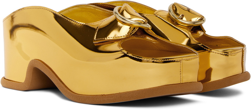Dries Van Noten Gold Platform Clogs Dries Van Noten