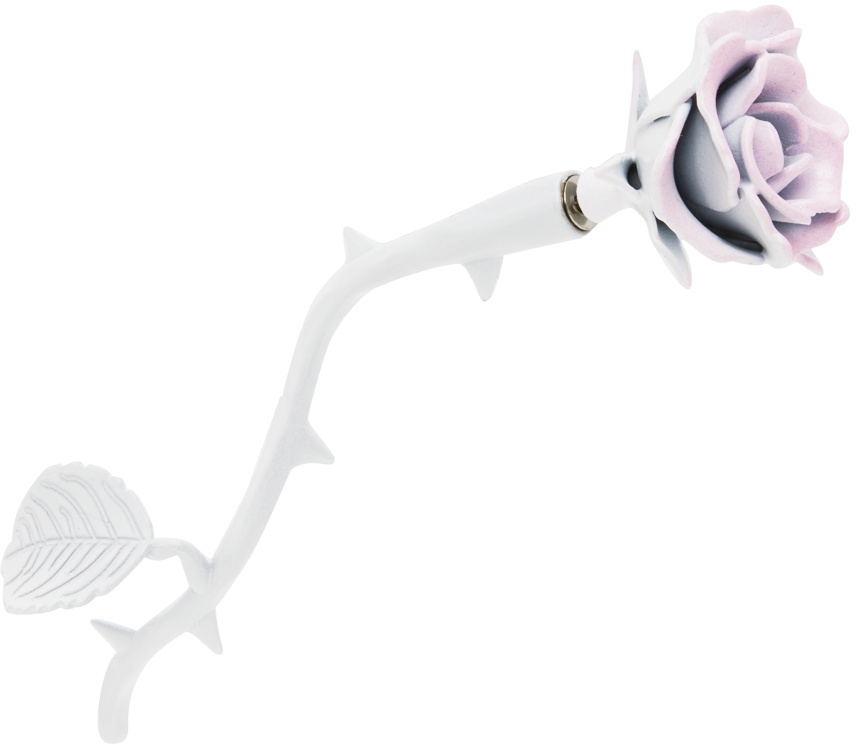 Acne Studios White & Pink Rose Single Earring Acne Studios