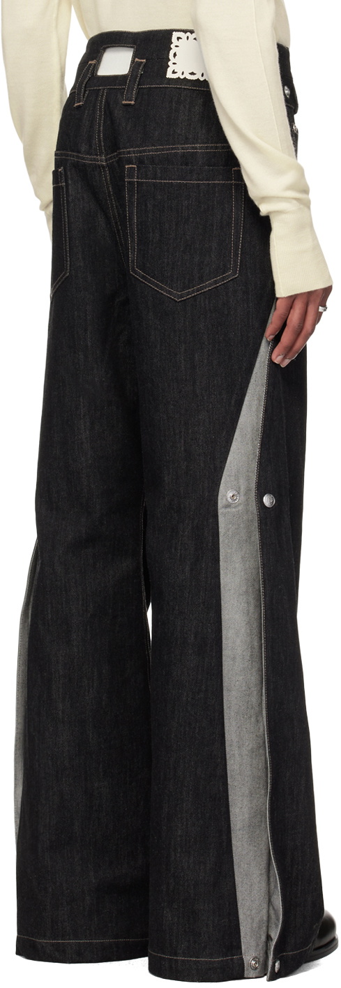 NULLUS Black Whale Fin Snap-On Jeans NULLUS